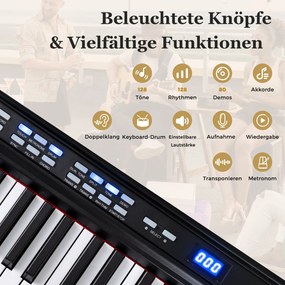 Costway 88 Keys Electric Piano s nastavitelným stojanem a stoličkou a Sustain