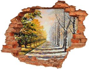 Wallmuralia Díra 3D fototapeta nástěnná Podzim zima 90x70 cm