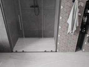Mexen Velar L Duo, posuvné sprchové dveře do otvoru 160 cm, 8mm čiré sklo, grafit broušený, 871-160-003-02-66