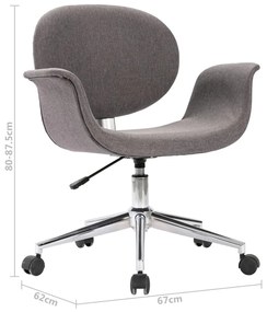 vidaXL Otočná kancelářská židle šedá textil