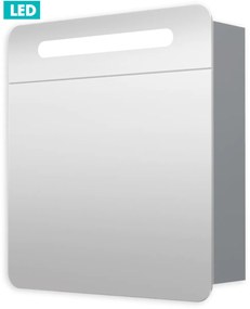 Zrcadlová skříňka s osvětlením Naturel Iluxit 60x65 cm MDF šedostříbrná GALPIR60LED