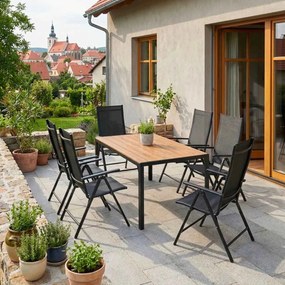 Vikio Zahradní set 140x80 pro 6 osob skládací židle V136-P2 přírodní