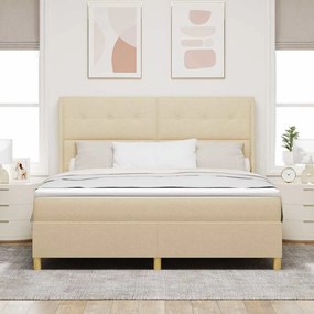 Postel s boxspringem s čelo Krémová 180 x 200 cm textil 3341852