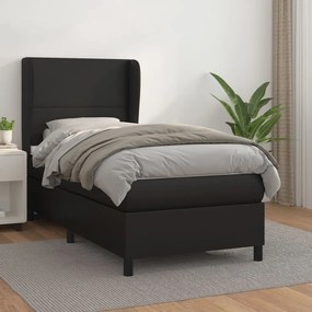vidaXL Box spring postel s matrací 90x200 cm umělá kůže [3128890] Barva: Černá