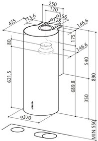 Komínová digestoř Faber CYLINDRA PLUS EV8 BK A37