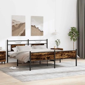 Kovový rám postele bez matrace kouřový dub 160 x 200 cm 3325113