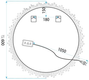 Tutumi Zrcadlo ⌀60 cm s regulovatelným LED osvětlením