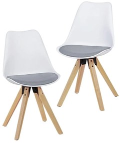 Bruxxi Jídelní židle Otto (SET 2 ks), bílá / šedá