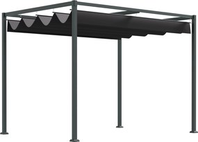 Outsunny pergola altán zastřešení terasy s posuvnou střechou 298x213x221cm polyester černá šedá pro zahradu a terasu |