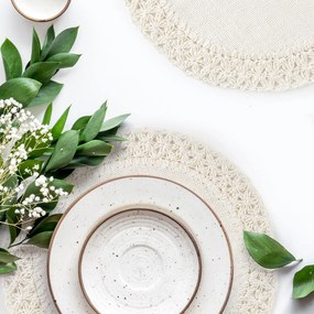 SADA 6KS PROSTÍRÁNÍ NA STŮL BOHO 11 (FI) 38 CM KRÉMOVÁ