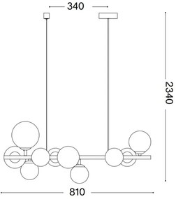 Ideal Lux - LED Lustr na lanku PERLAGE 10xG9/3W/230V 81 cm černá/kouřová