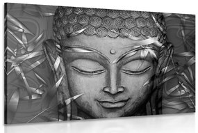 Obraz usmívající se Buddha v černobílém provedení - 90x60 cm