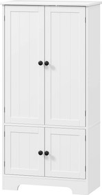 HOMCOM Kuchyňský K cabinet s Úložným Prostorem a Nastavitelnými Policemi pro Jídelnu a Obývací Pokoj, 58,2 x 30 x 123 cm, bílý | Aosom