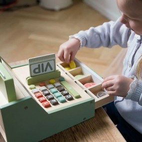 Dantoy Playful Wood dřevěná pokladna 17 ks
