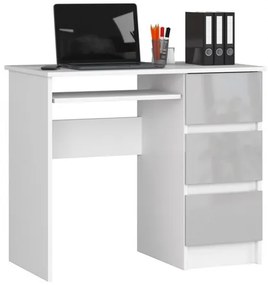 Počítačový stůl A-6 pravá bílá/metalic lesk