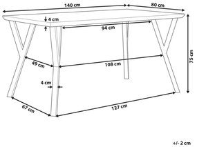 Jídelní stůl 140 x 80 cm, tmavé dřevo s černým BRAVO Beliani