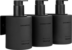 Černé nástěnné skleněné dávkovače mýdla v sadě 3 ks 350 ml Kirei – Blomus