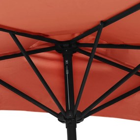 vidaXL Marketos Slunečník na balkon hliníková tyč cihlový 300x155x223cm půlkruh