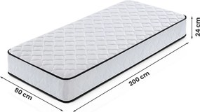 Pružinová matrace s povlakem Wolly 80x200 bílá