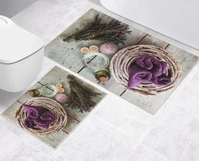 Bellatex 3D tisk  sada - BEZ VÝKROJE Fialová 60x100 cm 60x50 cm (SADA)