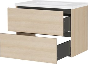 Závěsná skříňka pod umyvadlo v dekoru dubu v přírodní barvě 81x61 cm Bodera – Germania