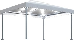 Altán se světelnými LED řetězy 400 x 300 cm krémový hliník 3070351
