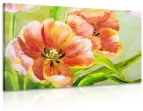 Obraz červené tulipány ve vintage provedení - 90x60 cm