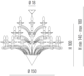 Metal Lux 197.128 Icaro, závěsné svítidlo 28xE14, chrom/křišťálové sklo, průměr 150cm