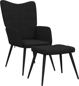Relaxační židle se stoličkou černá textil 327958