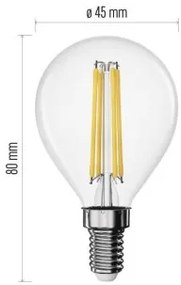 Emos lighting LED žárovka Filament Mini Globe / E14 / 1,8 W (25 W) / 250 lm / teplá bílá 1525731251