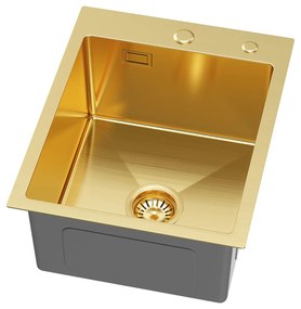 Erga HD, 1-komorový ocelový dřez 400x500x210 mm, zlatá matná, ERG-MLS-HD4050G