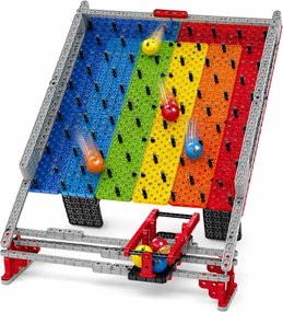 LEAN Toys Stavebnice – Duhová deska, kuličková dráha, skluzavka, hra na chytání kuliček, 477 dílů