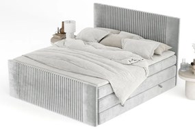 Světle šedá boxspring postel s úložným prostorem 180x200 cm Bergamo – Maison de Rêve
