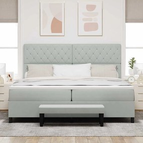Postel s boxspringem s čelo Světle šedá 200 x 200 cm samet 3344468