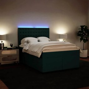 Box spring postel s matrací tmavě zelená 140x200 cm samet 3293245