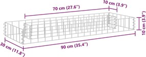 Gabionový vyvýšený záhon pozinkovaná ocel 90 x 30 x 10 cm 145628
