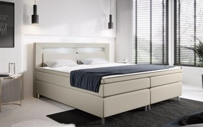 Boxspring postel HYPNOS bez úložného prostoru s LED, eko kůže Velikost postele: 180 × 200 cm, Barva EKO kůže: Latté EKO kůže, Výběr matrace:…