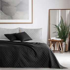 Oboustranný přehoz z mikrovlákna DecoKing Bella stříbrno-černý