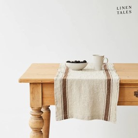 Lněný běhoun na stůl 40x200 cm Mocca Stripe Vintage – Linen Tales