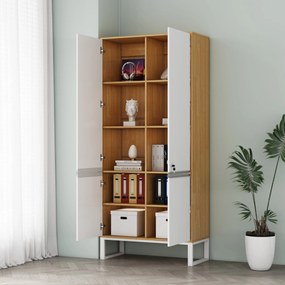 Vysoká kancelářská skříň Houseland Nuvia Loft 90 cm dub/bílá