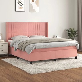 Box spring postel s matrací růžová 180x200 cm samet 3132818