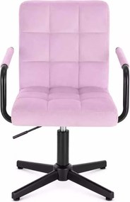 LuxuryForm DESIGN Otočná židle VERONA BLACK VELUR na černém kříži - levandule