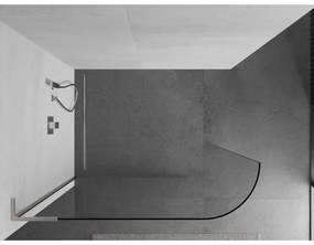 Mexen Kioto L, sprchová zástěna Walk-In 100 x 200 cm, 8mm čiré sklo, broušená ocel profil, 800-100-103-97-06