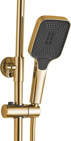 Rea Helix, nástěnný sprchový set s termostatickou baterií a bidetovou sprškou, zlatá lesklá, REA-P6619
