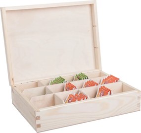 ČistéDřevo Dřevěná krabička na čaj (12 přihrádek)