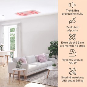 Klarstein Wondersky, infračervený ohřívač, stropní, 120 x 60 x 6,5 cm (Š x V x H), 750 W, IP44