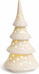 LED dekorace keramický stromeček, 9 × 7,4 × 17,8 cm, teple bílá, 2× LR44