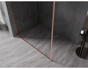 Mexen, Mexen Kioto-XF sprchová stěna s rámem 130 x 202 cm, průhledná 10 mm, broušená měď - 800-130-104-65-00-X