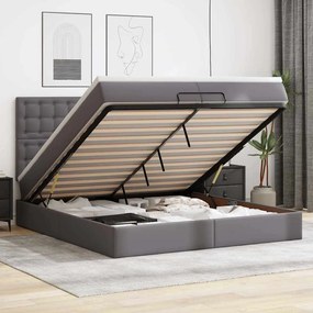 Osmanský rám postele s matrací šedá 200x200cm umělá kůže 3313024