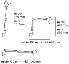 Artemide A010910+A025150 Tolomeo Micro Parete Halo, designové nástěnné svítidlo s vypínačem, 1x60W E14, červená metalíza, max. 74cm